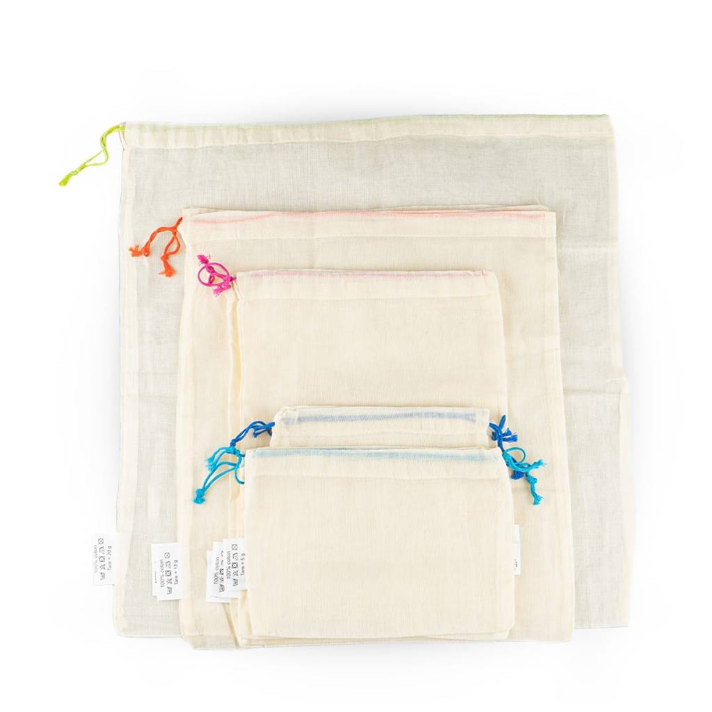 Kit de 9 sacs en coton BIO réutilisables